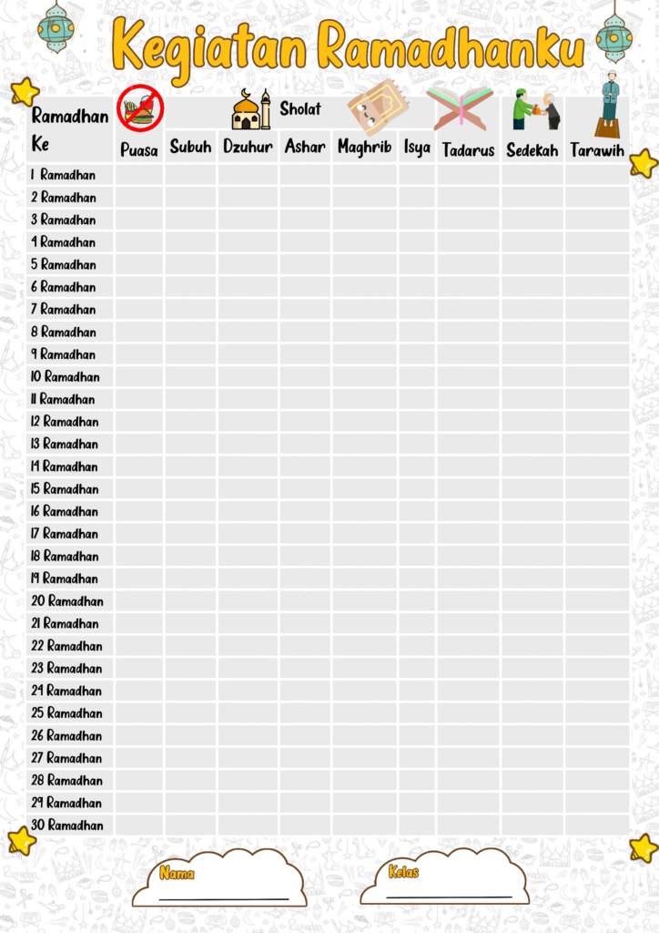 Download Kegiatan Ramadhanku Untuk TK, SD SMP SMA (List Ibadah ...